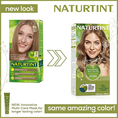 Naturtint Permanent Hair Color 8N Wheat Germ Blonde (Pack of 6), Ammonia Free, Vegan, Cruelty Free, up to 100% Gray Coverage, Long Lasting Results