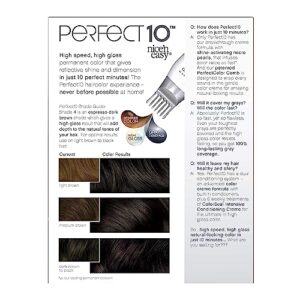 Clairol Nice'n Easy Perfect 10 Permanent Hair Dye, 4 Dark Brown Hair Color, Pack of 2