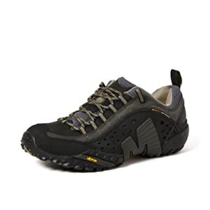 Merrell mens Merrell Mens Intercept Breathable Walking Shoes J73703 Black Smooth Black Leather UK Size 10 (EU 44.5, US 10.5)