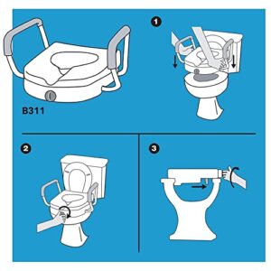 Carex E-Z Lock Raised Toilet Seat With Handles, 5" Toilet Seat Riser with Arms, Fits Most Toilets, Handicap Toilet Seat