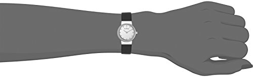 Skagen Women's Freja Stainless Steel Analog-Quartz Watch with Leather Calfskin Strap, Black, 12 (Model: 358XSSLBC)