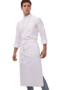 chef works unisex bistro chef apron, white, one size