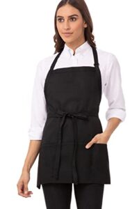 chef works unisex three pocket apron, black, one size