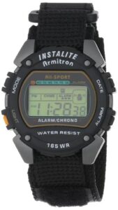 armitron sport men's 406623 chronograph round gray and black nylon strap digital watch