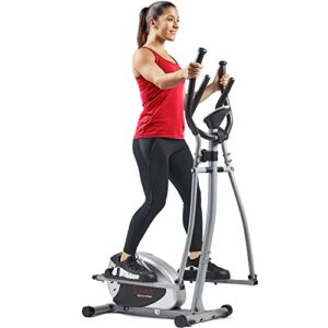 sunny health & fitness legacy stepping elliptical machine, total body cross trainer with hyper-quiet magnetic belt drive, low impact exercise equipment, optional bluetooth with exclusive sunnyfit app