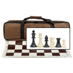 we games travel tournament chess set with brown canvas bag - 3.75 inch king