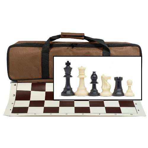 WE Games Travel Tournament Chess Set with Brown Canvas Bag - 3.75 Inch King