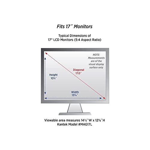 Kantek MAXVIEW Desktop LCD Screen Magnifier, Fits 17" 5:4 Aspect Ratio (Not Widescreen) Not for use with Laptops, Magnifying Computer Monitor Filter, Lightweight Optical Grade Fresnel Lens