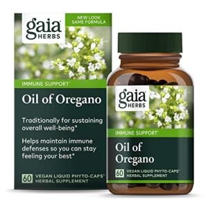 gaia herbs oil of oregano - immune and antioxidant support supplement to help sustain overall well-being - with oregano oil, carvacrol, and thymol - 60 vegan liquid phyto-capsules (30-day supply)