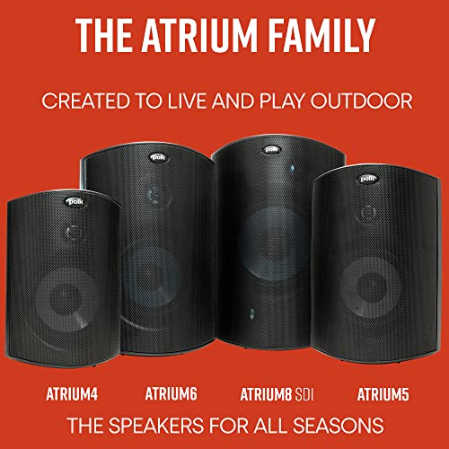 Polk Audio Atrium 8 SDI Flagship Outdoor All-Weather Speaker (Black) - Use as Single Unit or Stereo Pair | Powerful Bass & Broad Sound Coverage