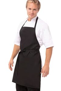 chef works unisex bib apron, black, one size