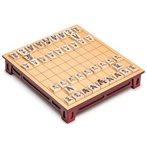 yellow mountain imports shogi japanese chess game set - wooden board with drawers and traditional koma playing pieces