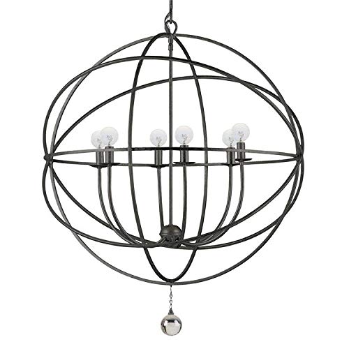 Crystorama Solaris 6 Light Bronze Sphere Chandelier - Ceiling Light Fixture - Chandeliers for Hallway, Living Room, Foyer, Farmhouse - Indoor Modern Chandelier and Flush Mount Light Fixture