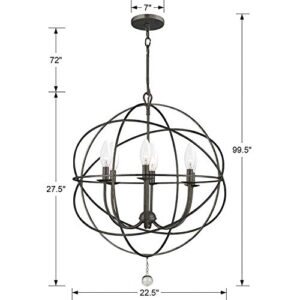 Crystorama Solaris 6 Light Bronze Sphere Chandelier - Ceiling Light Fixture - Chandeliers for Hallway, Living Room, Foyer, Farmhouse - Indoor Modern Chandelier and Flush Mount Light Fixture