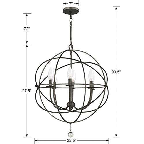 Crystorama Solaris 6 Light Bronze Sphere Chandelier - Ceiling Light Fixture - Chandeliers for Hallway, Living Room, Foyer, Farmhouse - Indoor Modern Chandelier and Flush Mount Light Fixture