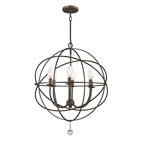 Crystorama Solaris 6 Light Bronze Sphere Chandelier - Ceiling Light Fixture - Chandeliers for Hallway, Living Room, Foyer, Farmhouse - Indoor Modern Chandelier and Flush Mount Light Fixture