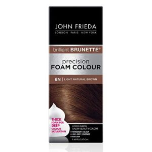 John Frieda Precision Foam Color, Light Natural Brown 6N, Full-coverage Hair Color Kit, with Thick Foam for Deep Color Saturation