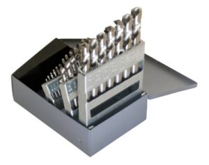 chicago latrobe - 69900 157 series high-speed steel short length drill bit set with metal case 118 degree conventional point, inch, 29-piece, 1/16" - 1/2" in 1/64" increments