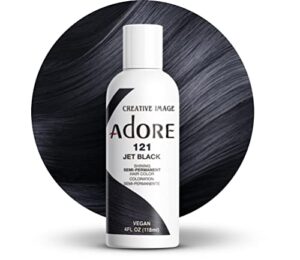 adore semi permanent hair color - vegan and cruelty-free hair dye - 4 fl oz - 121 jet black (pack of 1)