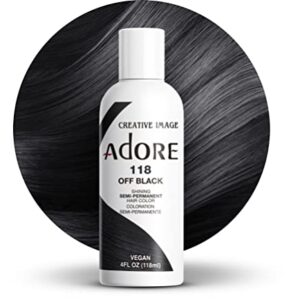 Adore Semi Permanent Hair Color - Vegan and Cruelty-Free Hair Dye - 4 Fl Oz - 118 Off Black (Pack of 1)