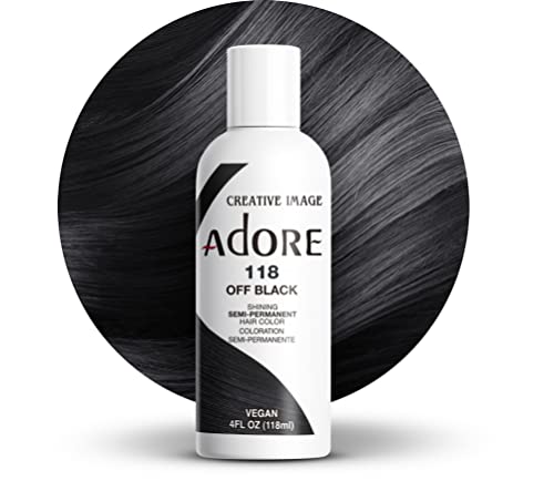 Adore Semi Permanent Hair Color - Vegan and Cruelty-Free Hair Dye - 4 Fl Oz - 118 Off Black (Pack of 1)