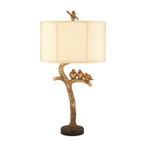 dimond 93-052 three bird, 31.0" x 11.0" x 16.5", gold leaf/black table lamp, 11w x 17d x 31h