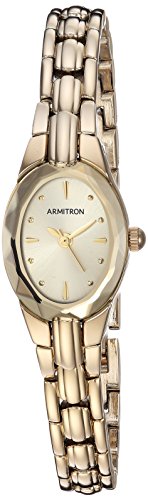 Armitron Women's 75/3313CHGP Oval Faceted Wall-to-Wall Genuine Crystal Gold-Tone Bracelet Watch