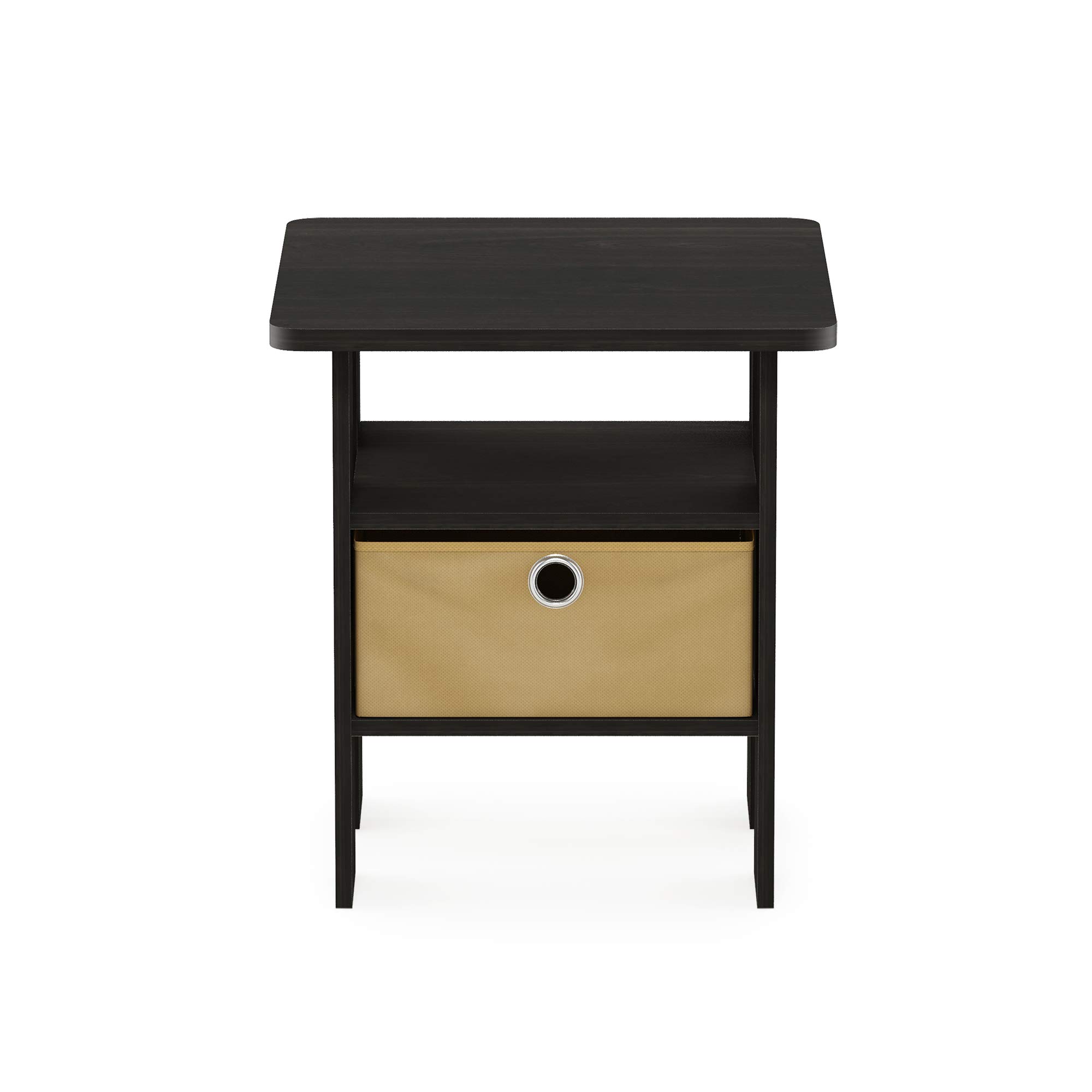 Furinno Andrey End Table / Side Table / Night Stand / Bedside Table with Bin Drawer, Espresso/Brown