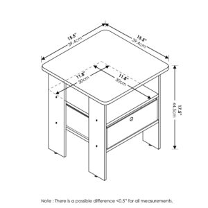 Furinno Andrey End Table / Side Table / Night Stand / Bedside Table with Bin Drawer, Espresso/Brown