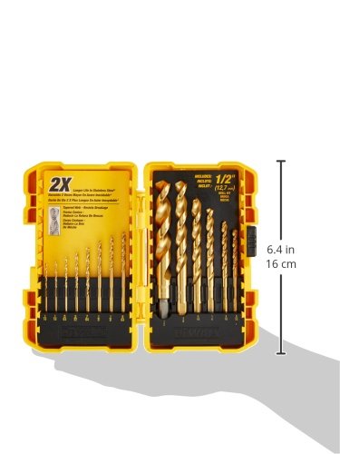 DEWALT DW1341 14-Piece Titanium Nitride Speed Tip Drill Bit Set