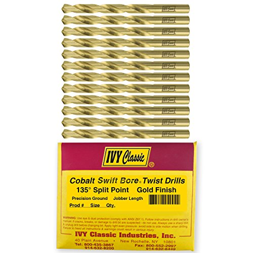 Ivy Classic 04006 135 Degree Split Point Cobalt Steel Drill Bit Set (12 Pack), 3/32"