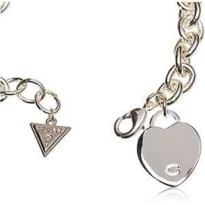 GUESS "Basic" Silver G Logo Heart Link Bracelet, 7.5"