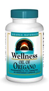 source naturals wellness oil of oregano - standardized to 70% carvacrol - 60 vegetarian capsules