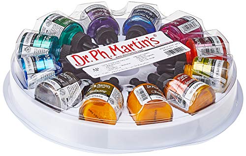 Dr. Ph. Martin's Iridescent Calligraphy Ink, 1 Fl Oz (Pack of 12), Set 2 Colors