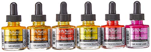 Dr. Ph. Martin's Iridescent Calligraphy Ink, 1 Fl Oz (Pack of 12), Set 2 Colors