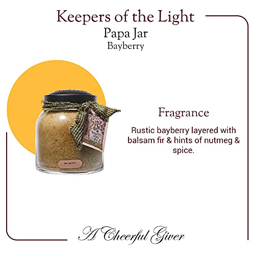 A Cheerful Giver - Bayberry - 34oz Papa Scented Candle Jar with Lid - Keepers of the Light - 155 Hours of Burn Time, Gift for Women, Green