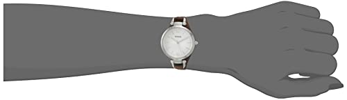 Fossil Women's Georgia Quartz Stainless Steel and Leather Three-Hand Watch, Color: Silver, Brown (Model: ES3060)