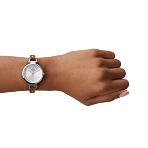 Fossil Women's Georgia Quartz Stainless Steel and Leather Three-Hand Watch, Color: Silver, Brown (Model: ES3060)