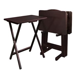 casual home 5 piece tray table set, espresso