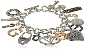 guess "basic mixed metal logo charm toggle charm bracelet