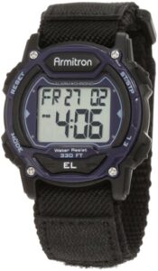 armitron sport unisex 45/7004blu navy blue accented digital chronograph black nylon strap watch