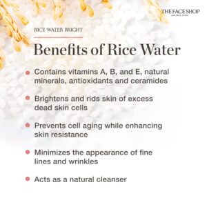 THE FACE SHOP Rice Water Bright Face Wash, Facial Cleanser for Sensitive, Normal & Oily Skin, Gentle Hydrating Daily Face Cleansing Oil, 5.0 Fl Oz (1 Pack)