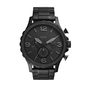 fossil men's nate quartz stainless steel chronograph watch, color: black (model: jr1401)