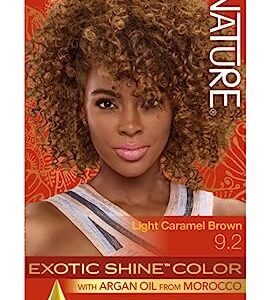 Exotic Shine Hair Color by Creme of Nature, 9.2 Light Caramel Brown, with Argan Oil from Morocco, 1 Application