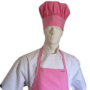 CHEFSKIN Adult Set Apron + Hat Pink, Ultra Lightweight Cool & Comfortable