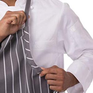 Chef Works Unisex English Chef Apron, Grey W/ Wht Stripe, One Size