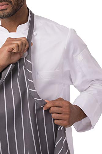 Chef Works Unisex English Chef Apron, Grey W/ Wht Stripe, One Size