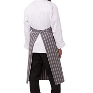 Chef Works Unisex English Chef Apron, Grey W/ Wht Stripe, One Size