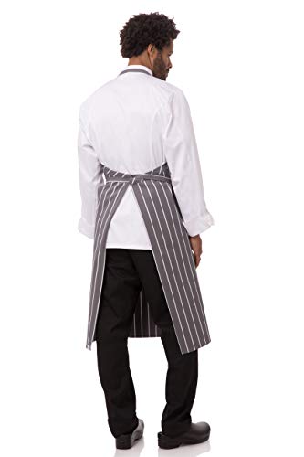 Chef Works Unisex English Chef Apron, Grey W/ Wht Stripe, One Size