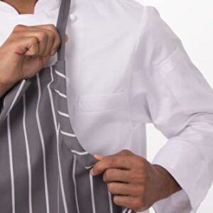 Chef Works Unisex English Chef Apron, Grey W/ Wht Stripe, One Size